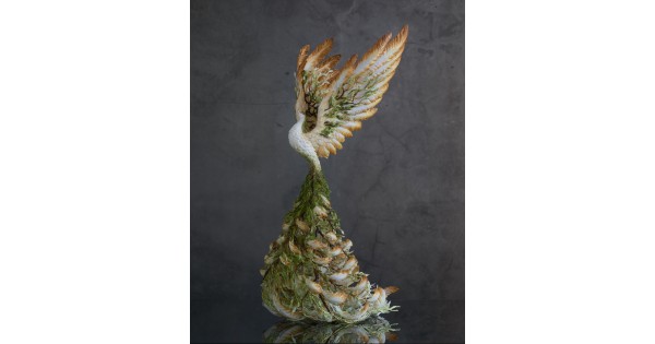 Collectible Phoenix Statue bird made of air clay. OOAK
