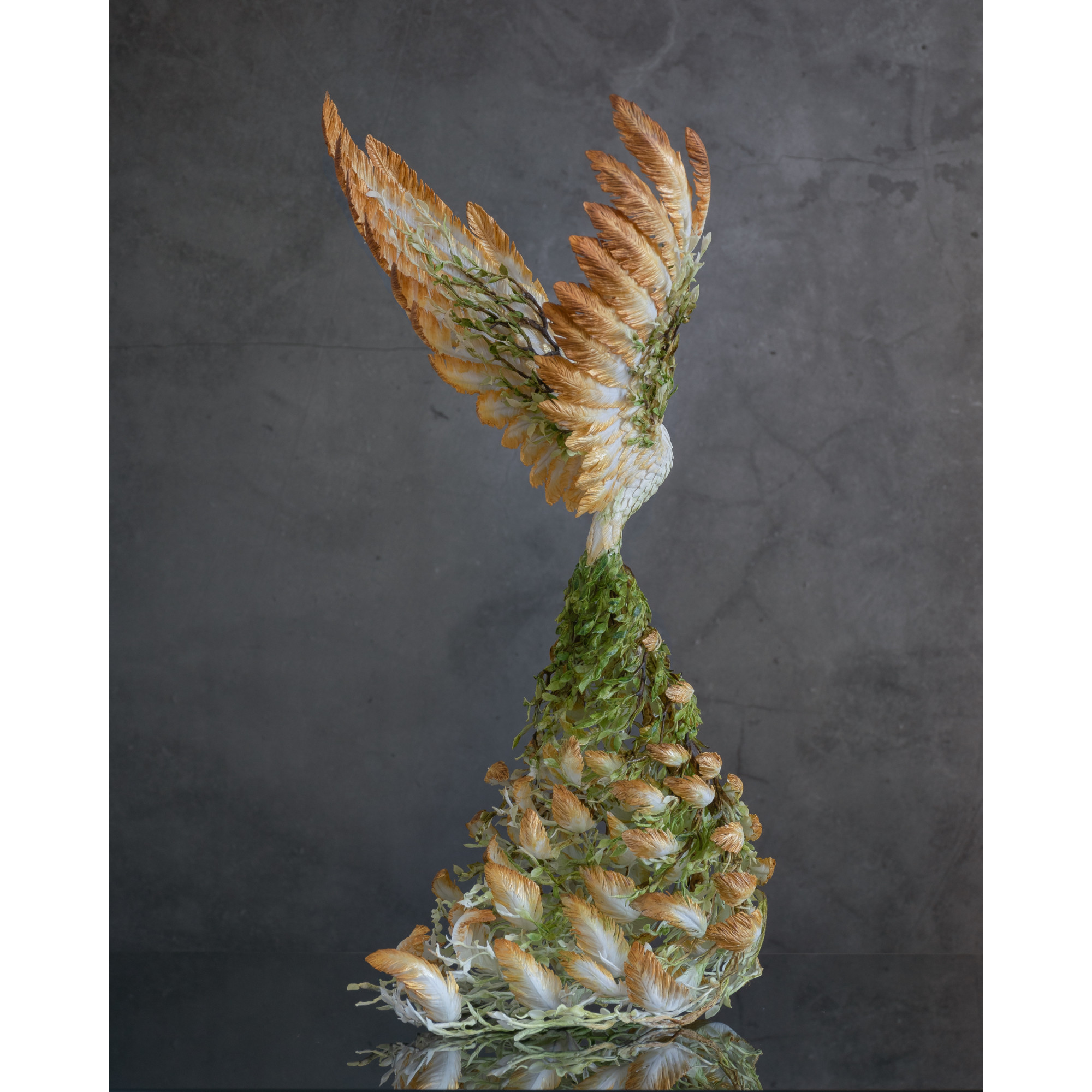Collectible Phoenix Statue bird made of air clay. OOAK