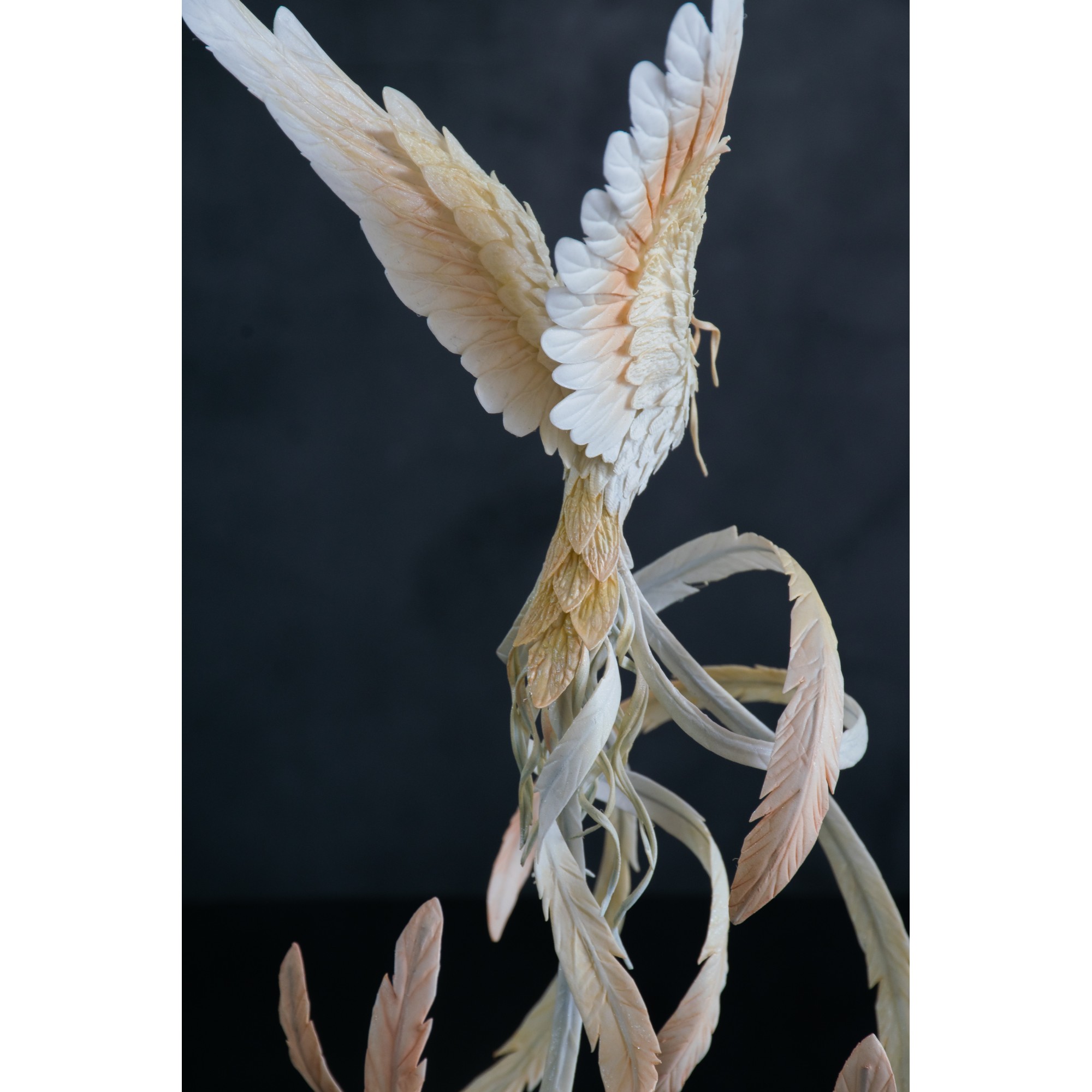 Handmade Phoenix Statue bird made of air clay. Fire bird