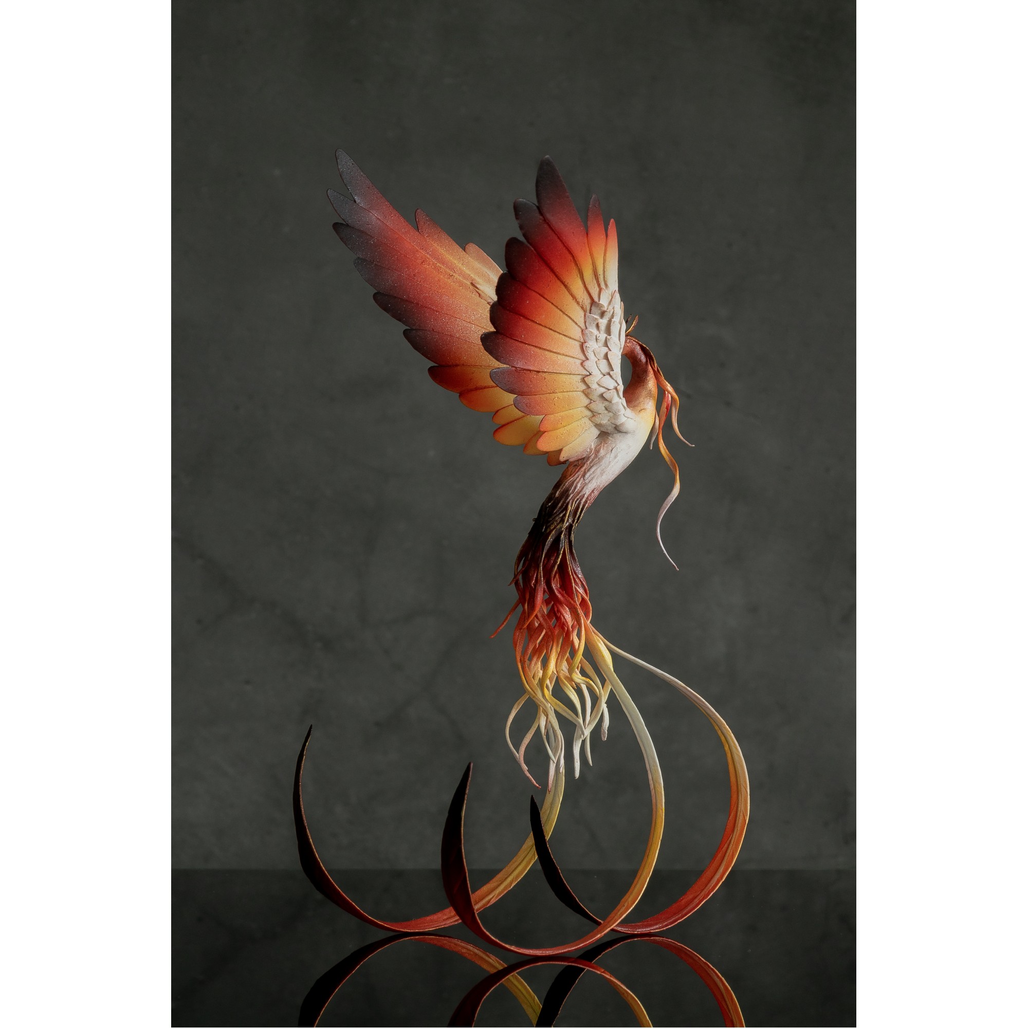 Handmade Phoenix statue bird. Fire bird