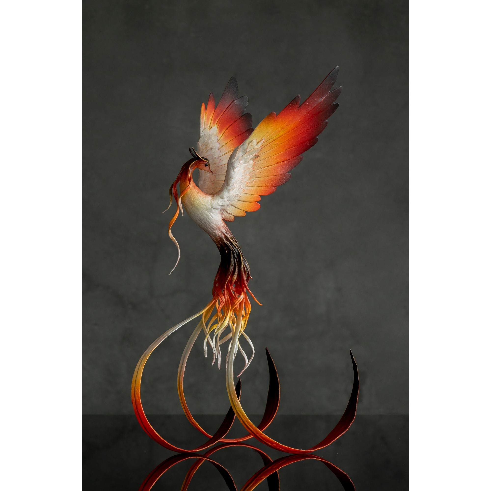 Handmade Phoenix statue bird. Fire bird