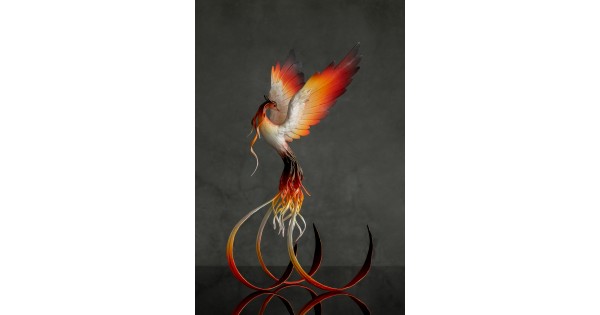 Handmade Phoenix statue bird. Fire bird