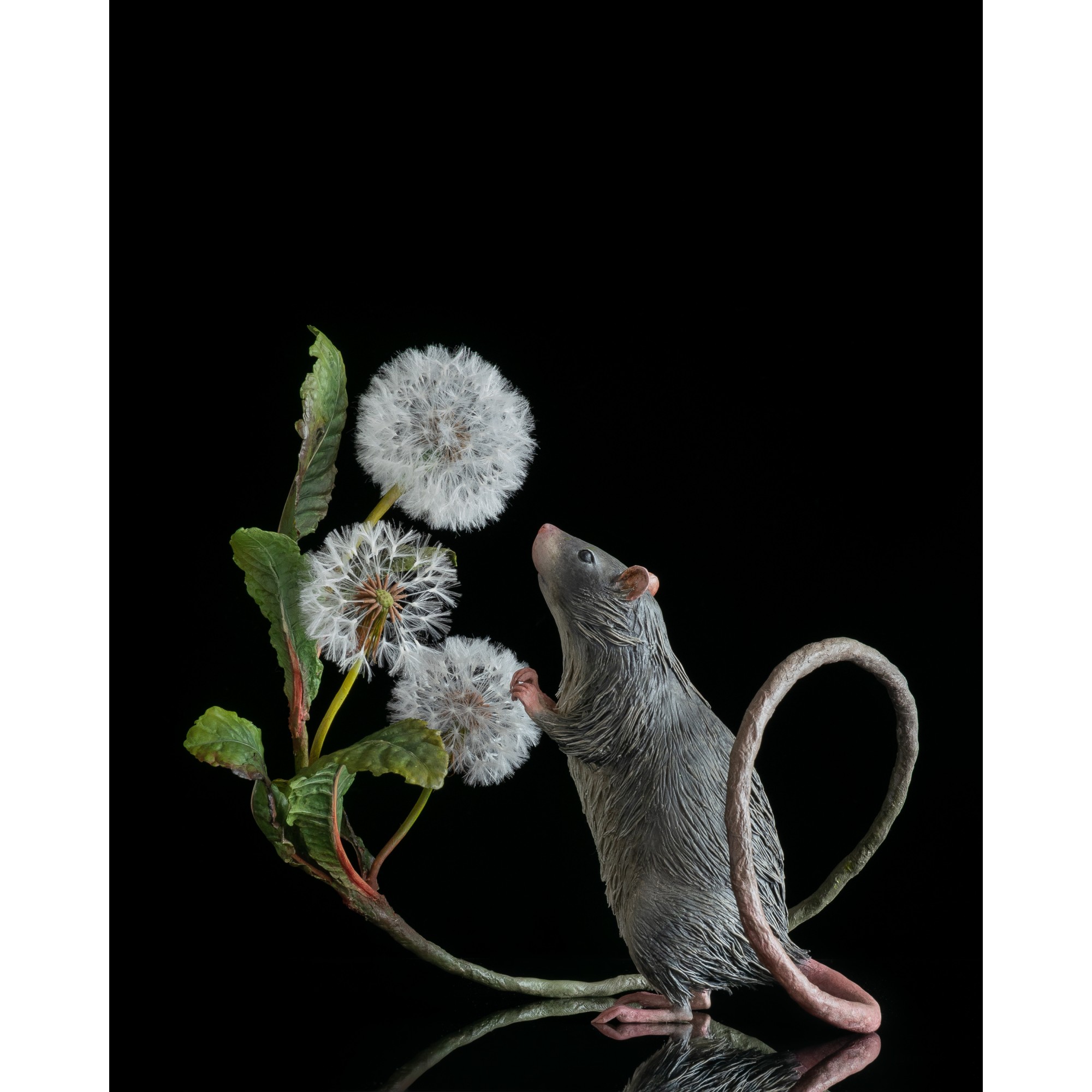 Mouse with dandelions. One Of A Kind creation made by hand