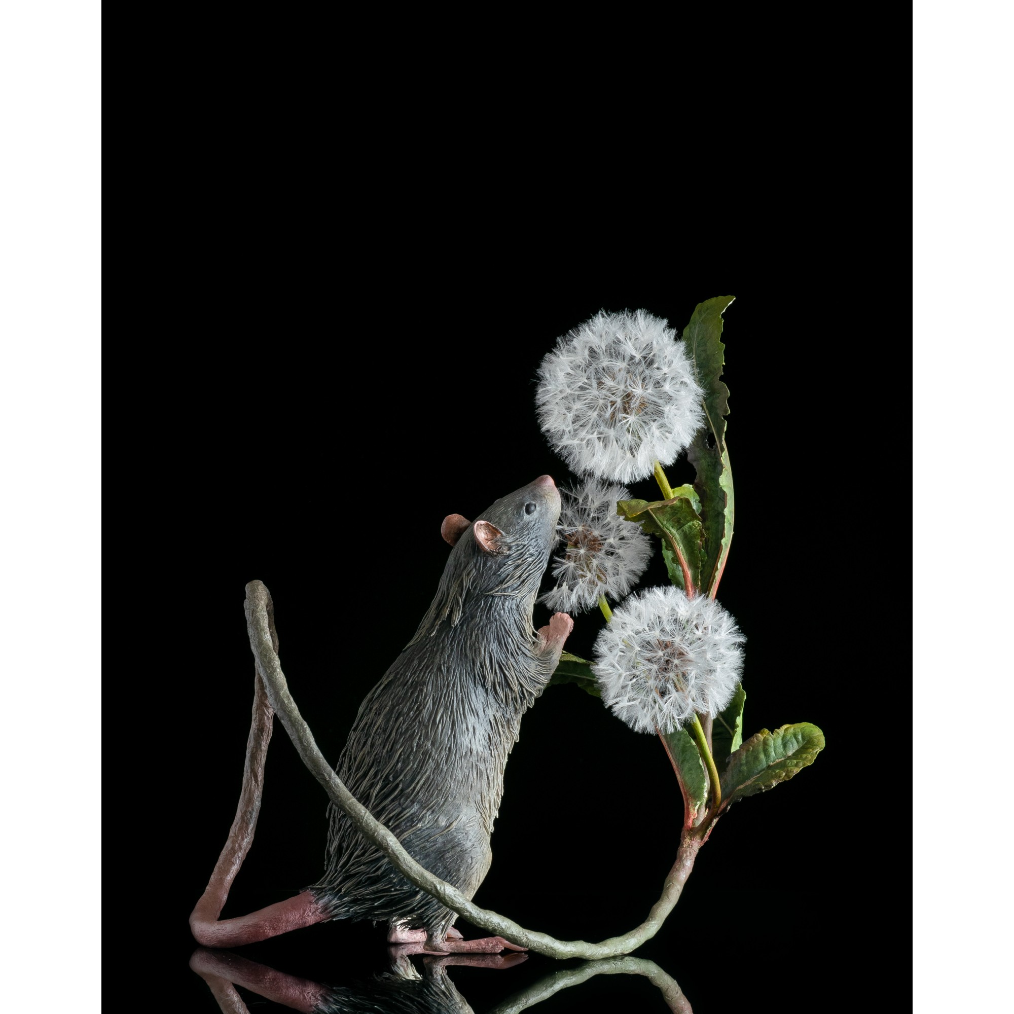 Mouse with dandelions. One Of A Kind creation made by hand