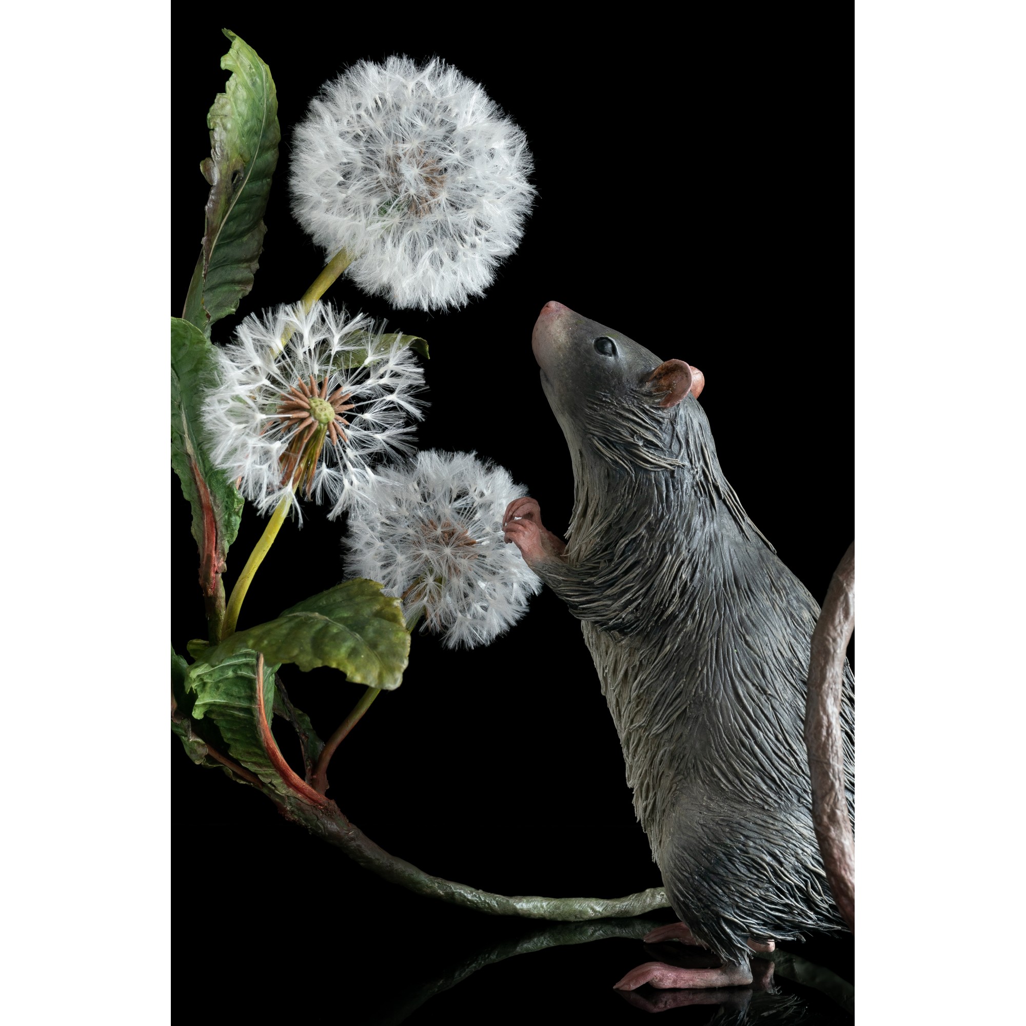 Mouse with dandelions. One Of A Kind creation made by hand